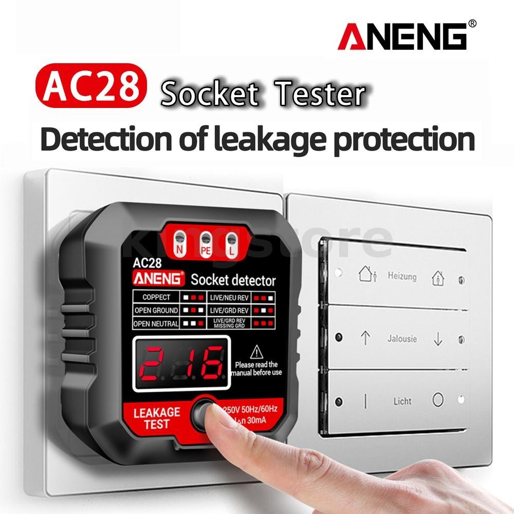 Aneng AC28 จอแสดงผลดิจิตอลซ็อกเก็ตเครื่องทดสอบ UK US EU Plug Polarity ...