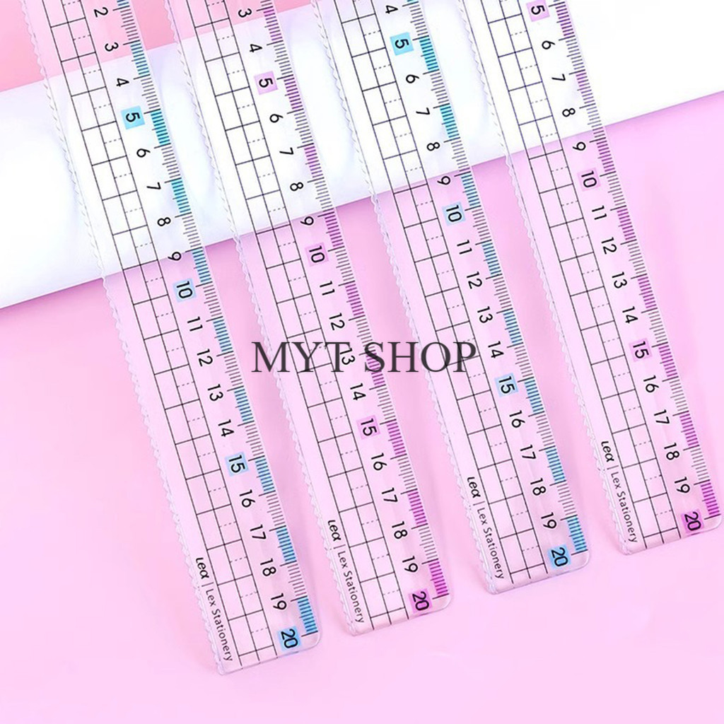 ไม้บรรทัดอะคริลิคใส มีแถบสีช่วยป้องกันสายตา อุปกรณ์เครื่องเขียนสำหรับนักเรียน มี3ขนาด 15/18/20CM ...