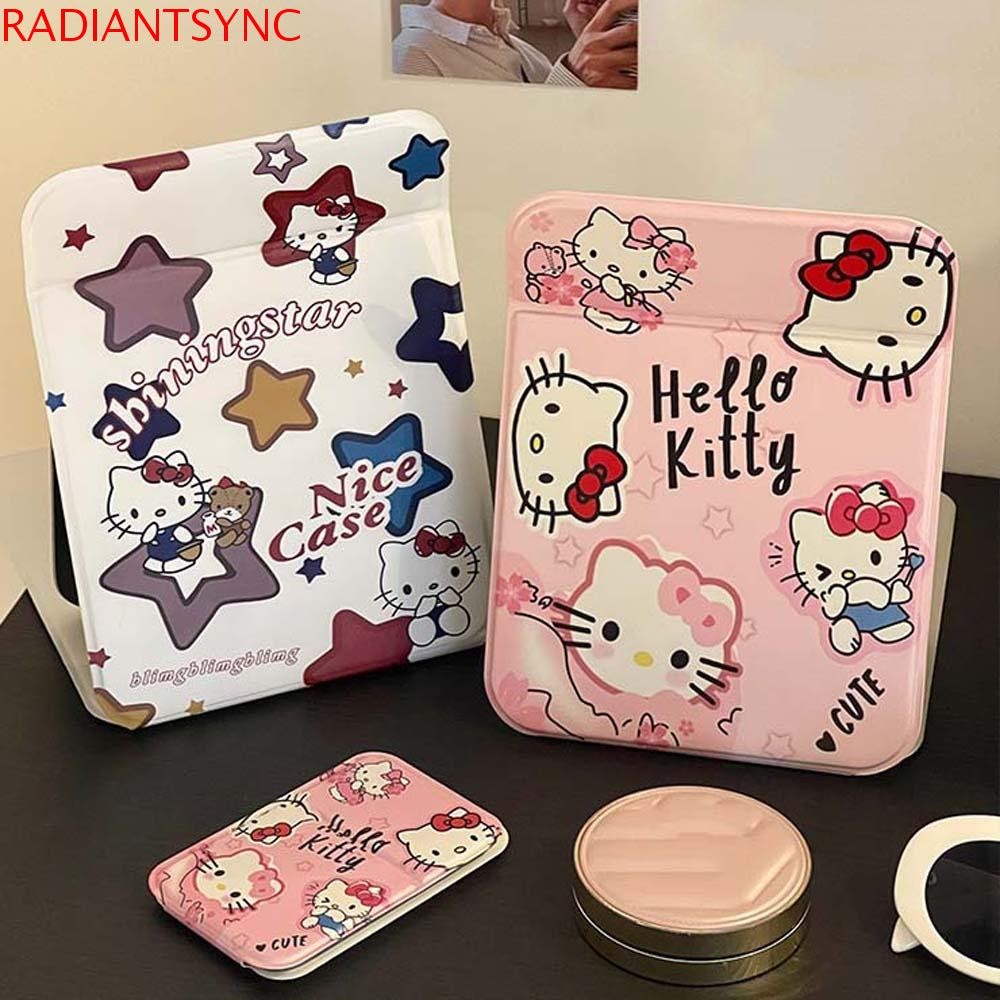 Radiantsync Kitty Desktop Stand Mirror, PU หนัง Crayon Shin-chan พับกระจกแต่งหน้า,แบบพกพา Kitty ...
