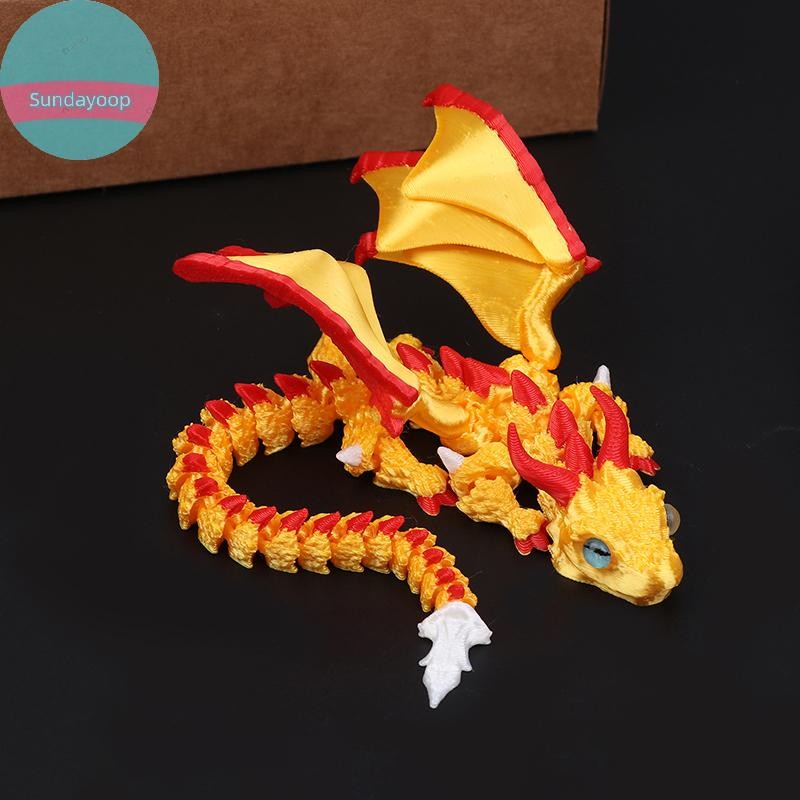 Sund 1 PC 3D พิมพ์ Winged Carriage Dragon Figurine สุ่มตา Art Deco ...