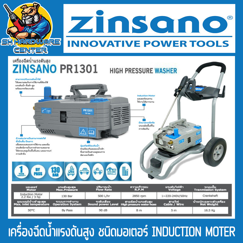 เครื่องอัดฉีดแรงดันสูง 130BAR ZINSANO รุ่น PR1301 INDUCTION (มอเตอร์ ...