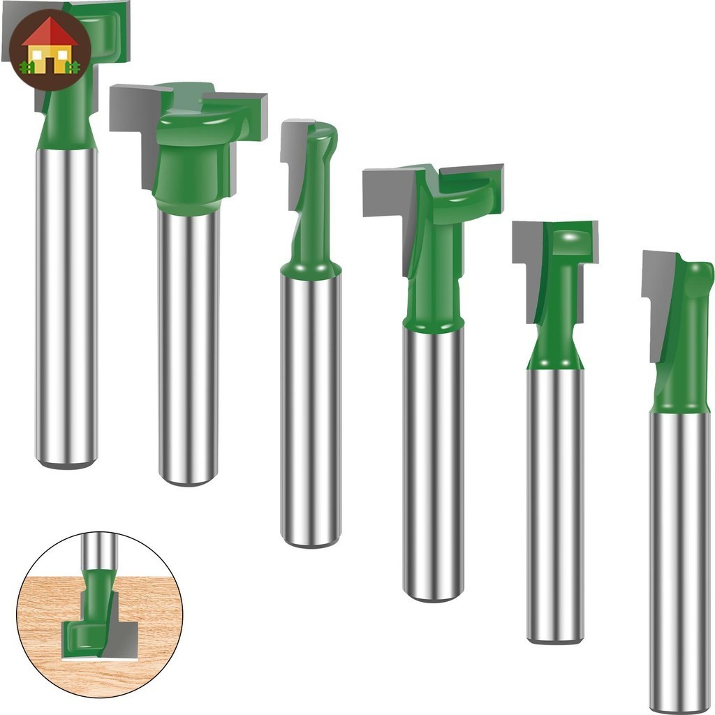 6 ชิ้น 1/4 นิ้ว Shank Keyhole Router Bits ชุดคาร์ไบด์ T Slot Router Bit ...
