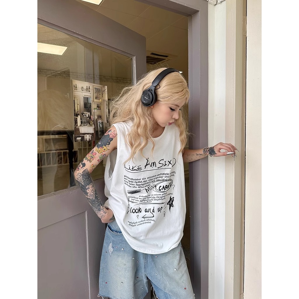 Zuoan เสื้อยืดแขนกุดผู้หญิงพิมพ์ลายลําลองเรียบง่ายฤดูร้อน 250310 ...