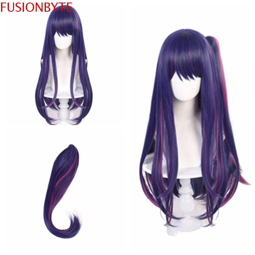 Fusionbyte Hoshino Ai คอสเพลย์วิกผม,ผมสังเคราะห์ทนความร้อนเส้นใยสีม่วงไฮไลท์ Rose Pink วิกผม ...
