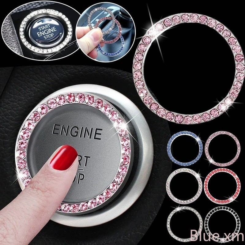Caruniversal Car One-key Start Button Diamond-encrusted ตกแต่งวงกลม ...