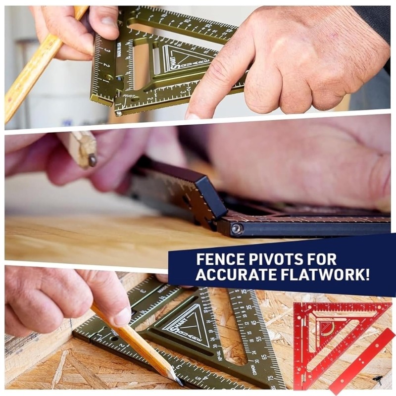 PCF * 7 นิ้วช่างไม้สแควร์ยาวสามเหลี่ยมไม้บรรทัดเมตริกไม้โปรแทรกเตอร์ 45 ...