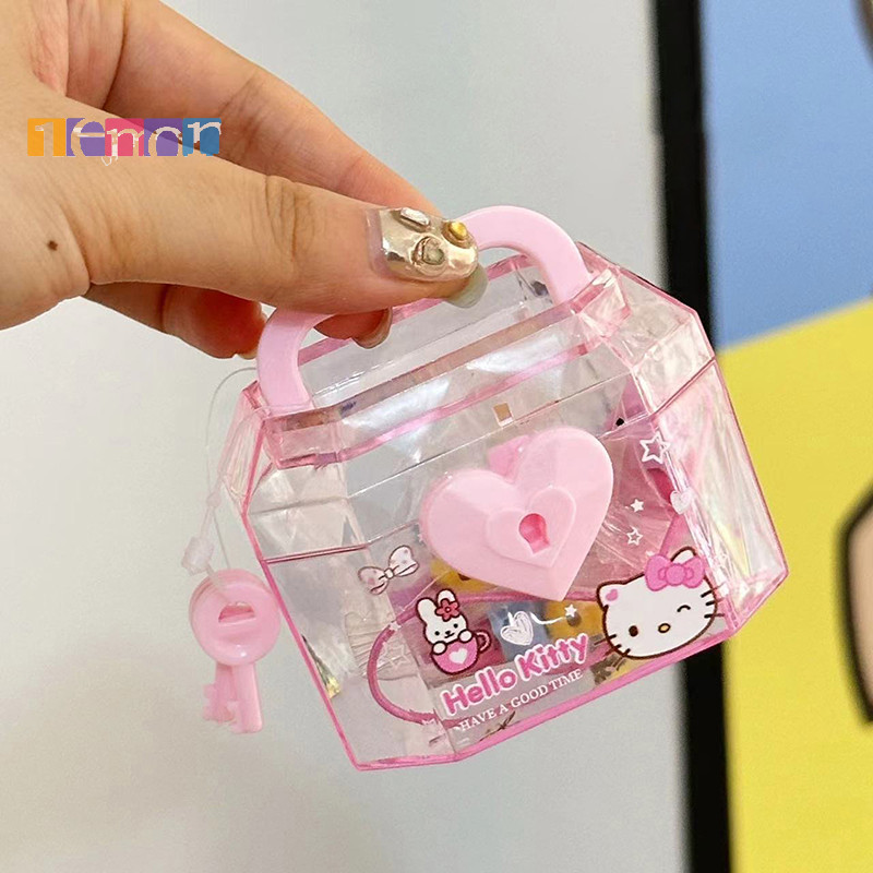 [Lemon] Kawaii Sanrio Kuromi กล่องเก็บล็อค My Melody Treasure Chest Eraser ความสนใจ Diy Mini ...