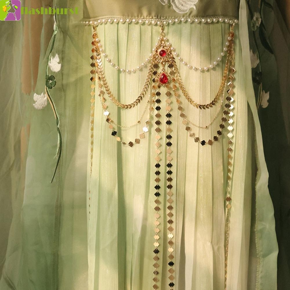 Flashburst Belly เอวโซ่, Exotic Charm Vintage Hanfu เอว, คลาสสิกเงิน ...