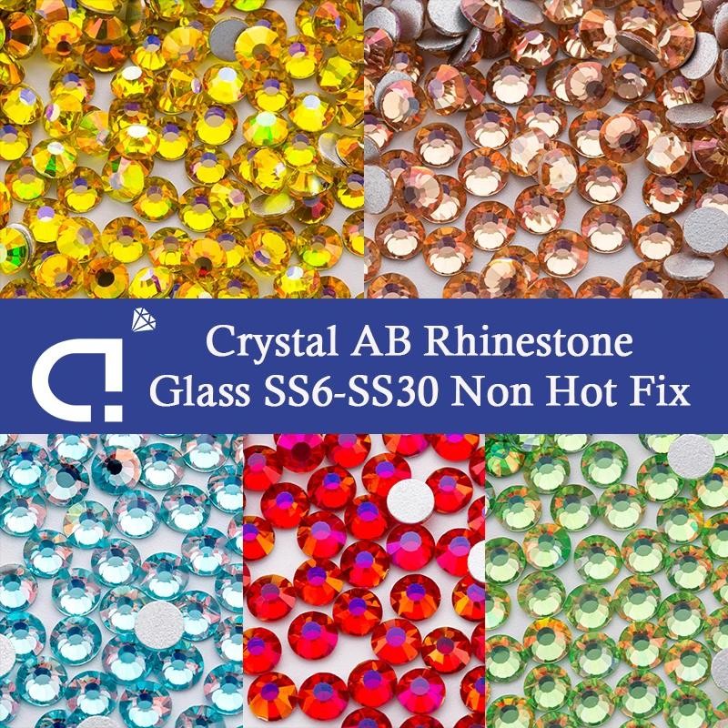 Ducrystal คริสตัล AB สี SS6-SS30 Silver Flatback Rhinestone อุปกรณ์เสริมกาวบนงานฝีมือ DIY ตกแต่ง ...