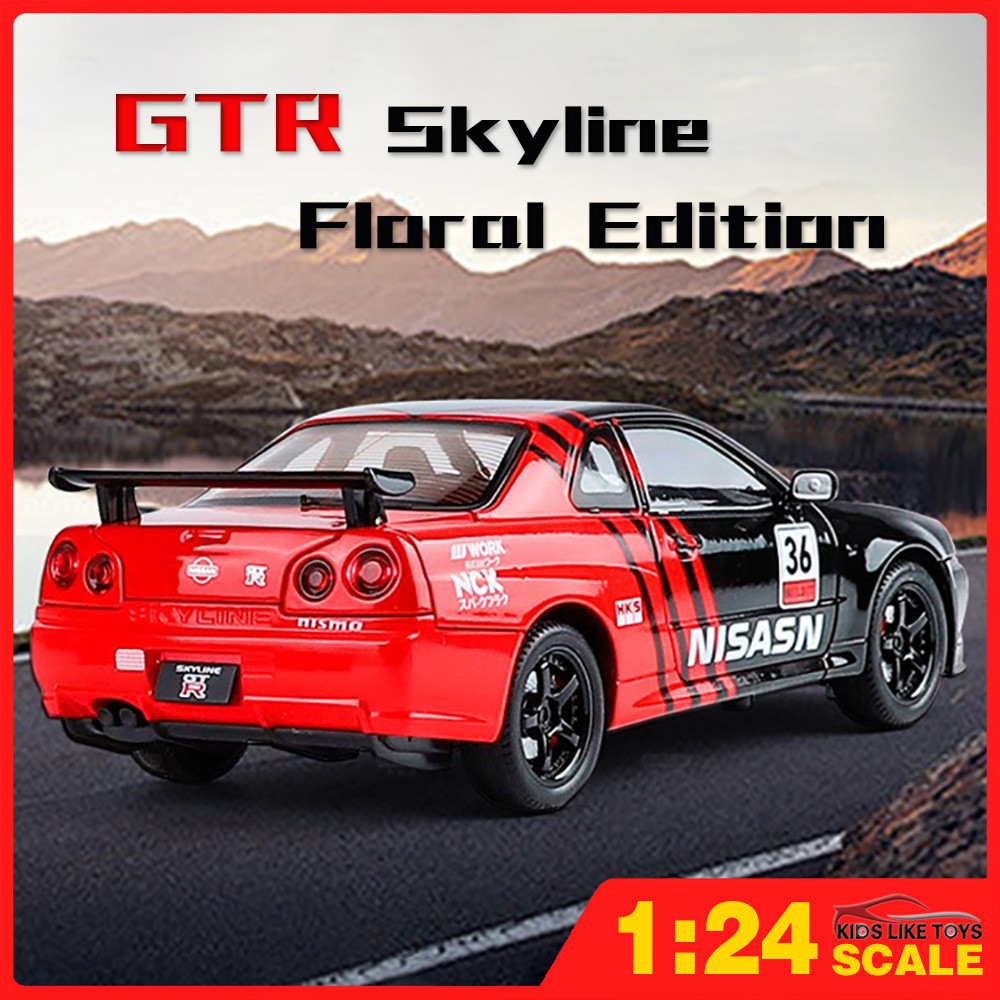 Klt 1:24 NISSAN GTR R34 Livery Diecast รุ่นรถโลหะผสมรถของเล่นคอลเลกชัน ...