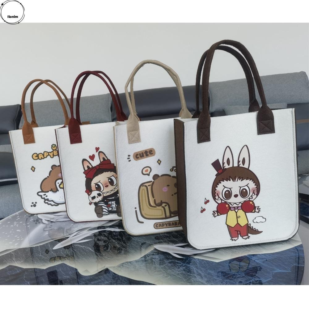 Ilonim Labubu Felt Tote Bag, Capybara Simple กระเป๋าถือ,แบบพกพาความจุ ...