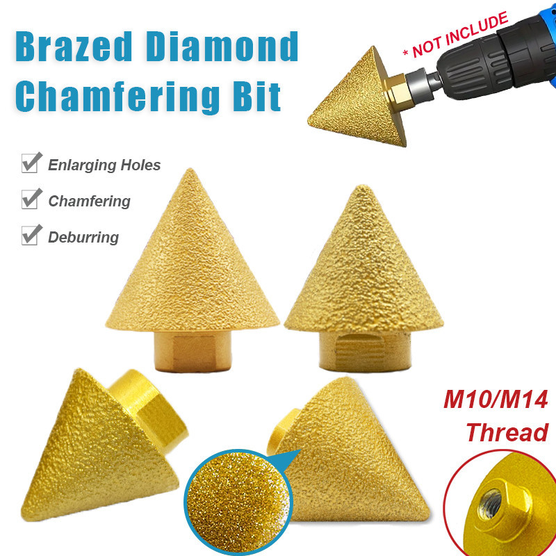 1 PC M10/M14 ด้ายเพชร Beveling Chamfer Bit Brazed เพชร Countersink เจาะ ...