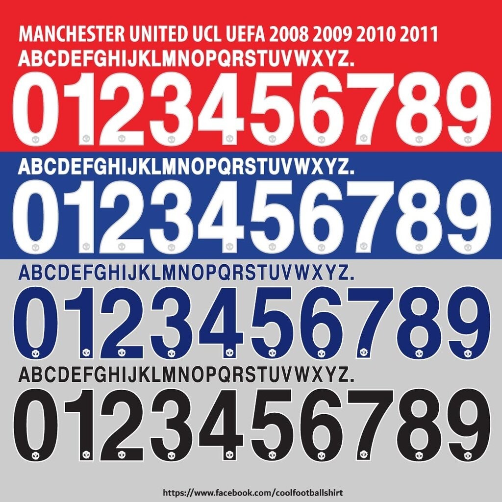 FONT MANCHESTER UNITED UCL UEFA 2008 2009 2010 2011 Kit This Vector ...
