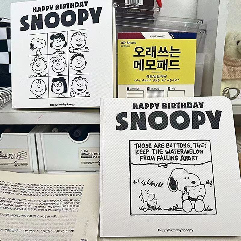 การ์ตูน Snoopy Square Notebook 100 แผ่นความจุขนาดใหญ่หน้าด้านใน Notepad ...