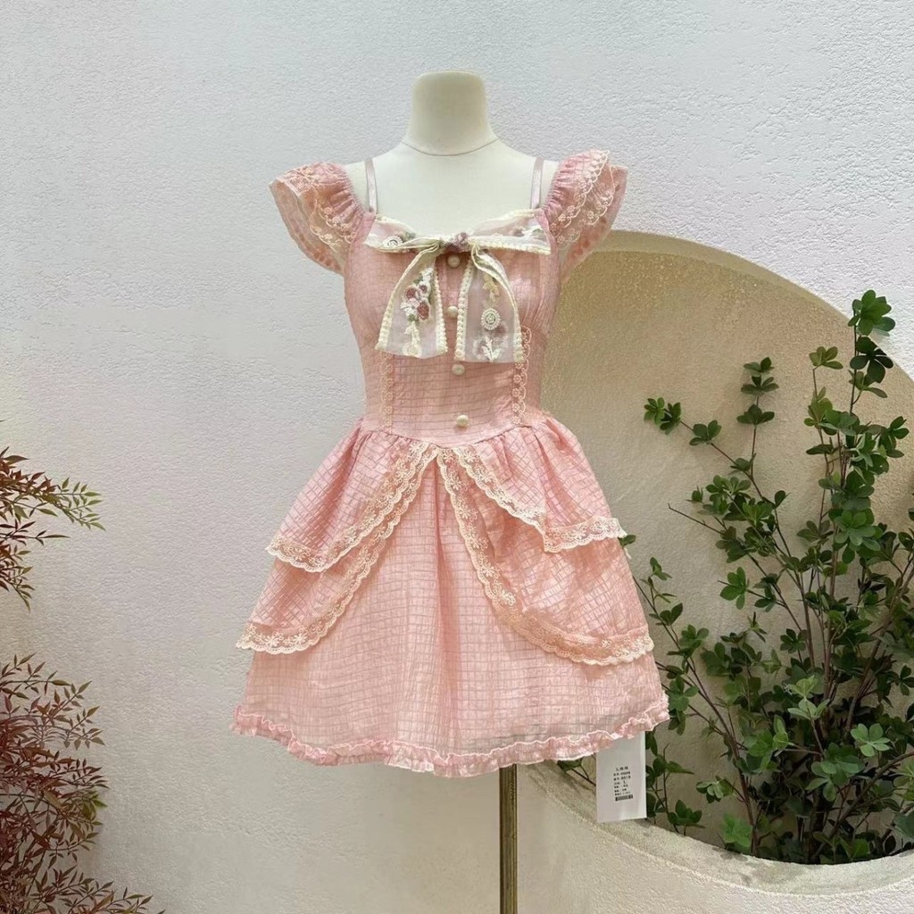 Pure Desire สไตล์หวานบินแขนโบว์เจ้าหญิงแคบ-เอวชุด Slimmer ดูชุดเจ้าหญิง Mint Mambo สไตล์ใหม่ ...