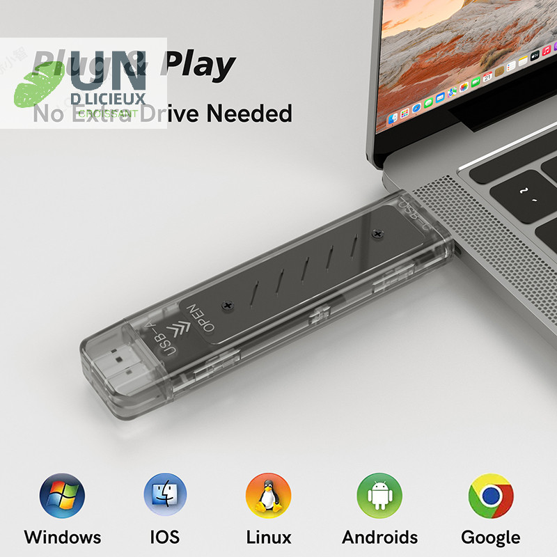 ดี M.2 NVME PCIe NGFF SATA SSD Type-C USB Dual Head Case โปร่งใส 10Gbps PCI-E M2 SSD Dual ...