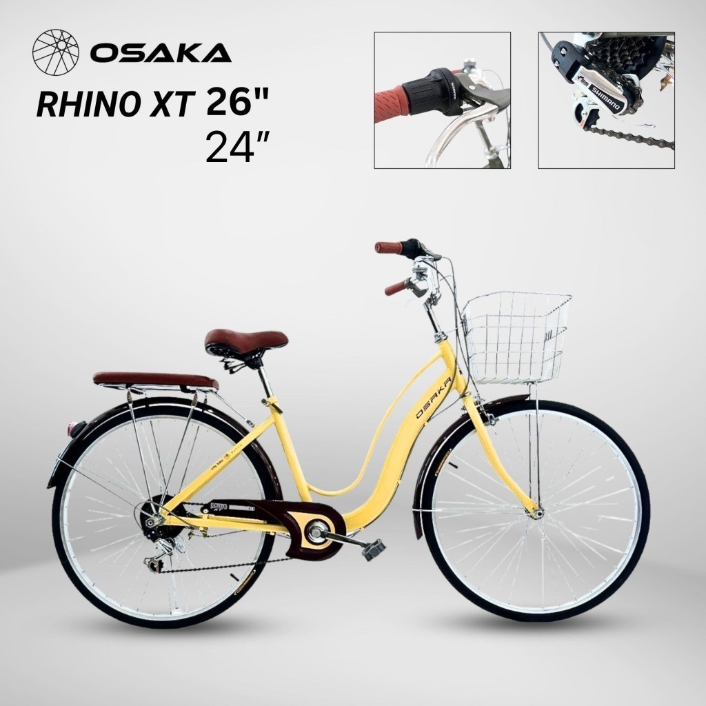 จักรยานทรงแม่บ้านญี่ปุ่น 24" และ 26" Osaka รุ่น Rhino XT มีเกียร์ 7sp | Shopee Thailand