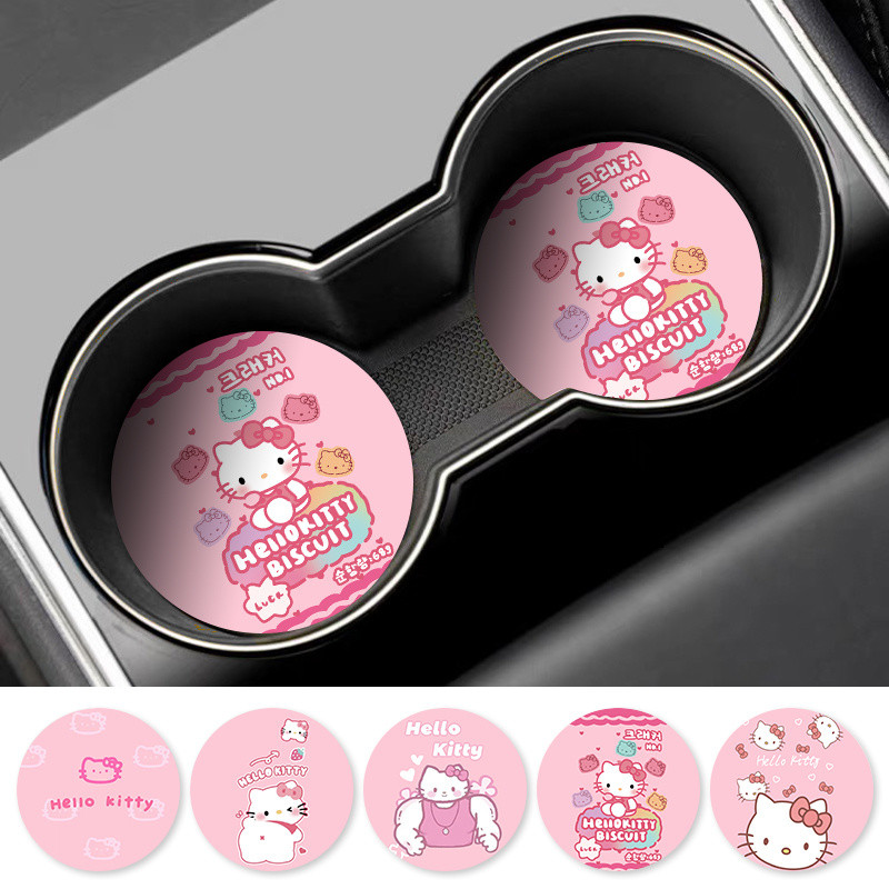 2 ชิ้นชุด Hello Kitty Sanrio Car Coaster อุปกรณ์ตกแต่งภายในรถยนต์ ...