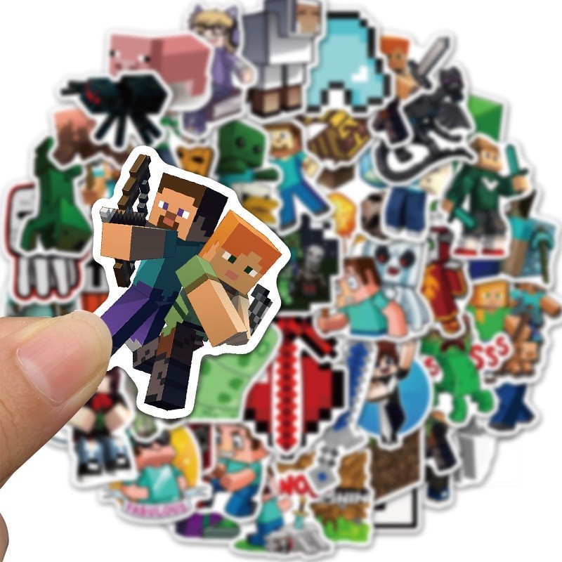 สติกเกอร์ Pixel Game Sticker การ์ตูนแนวเกมแฟนตาซีและพิกเซล กันน้ำ 50 ...