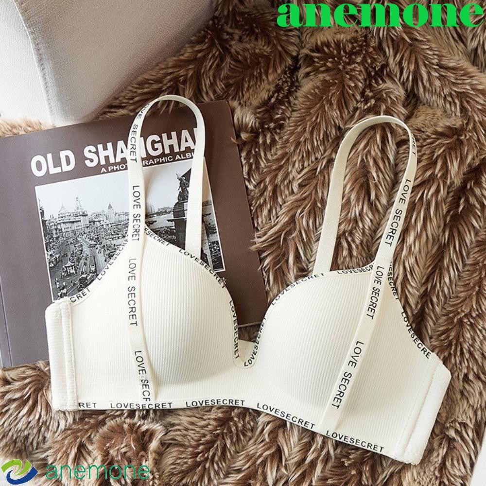 ANEMONE Deep V Bra แบบไร้สาย ลายอักษรภาษาอังกฤษ กันกระแทกด้านหน้า ...