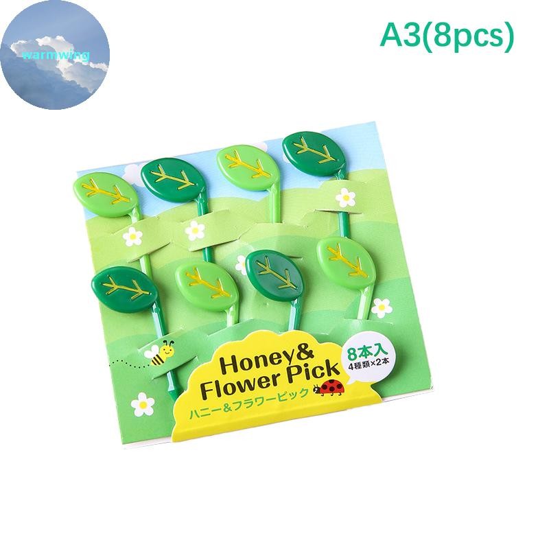 Warmwing 8/12 ชิ้นเด็กผลไม้ Picks เข็มไม้จิ้มฟัน Mini Creative ผลไม้เค้กขนมอาหารส้อมกล่องอาหาร ...