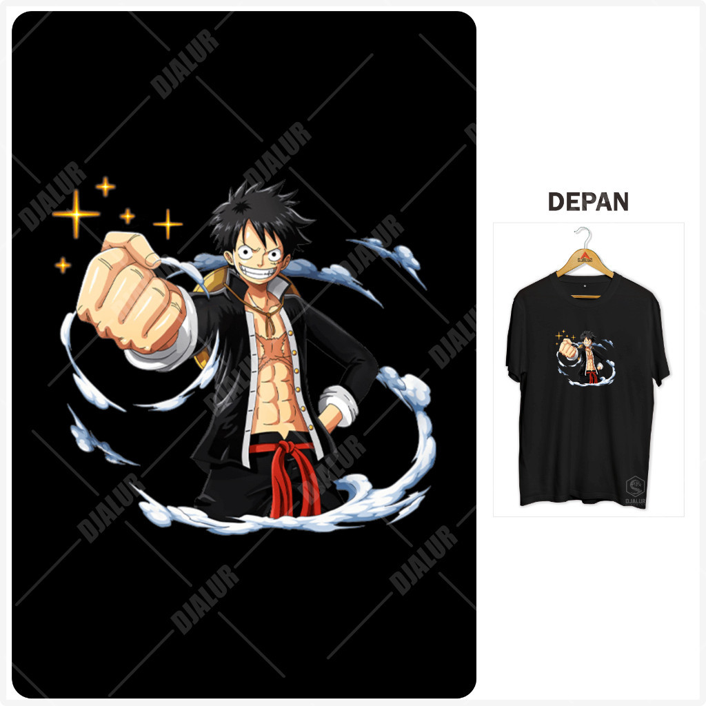 Luffy Strong Onepiece เสื้อยืดอะนิเมะ Distro กลางแจ้งผ้าฝ้าย Combed 30s ...