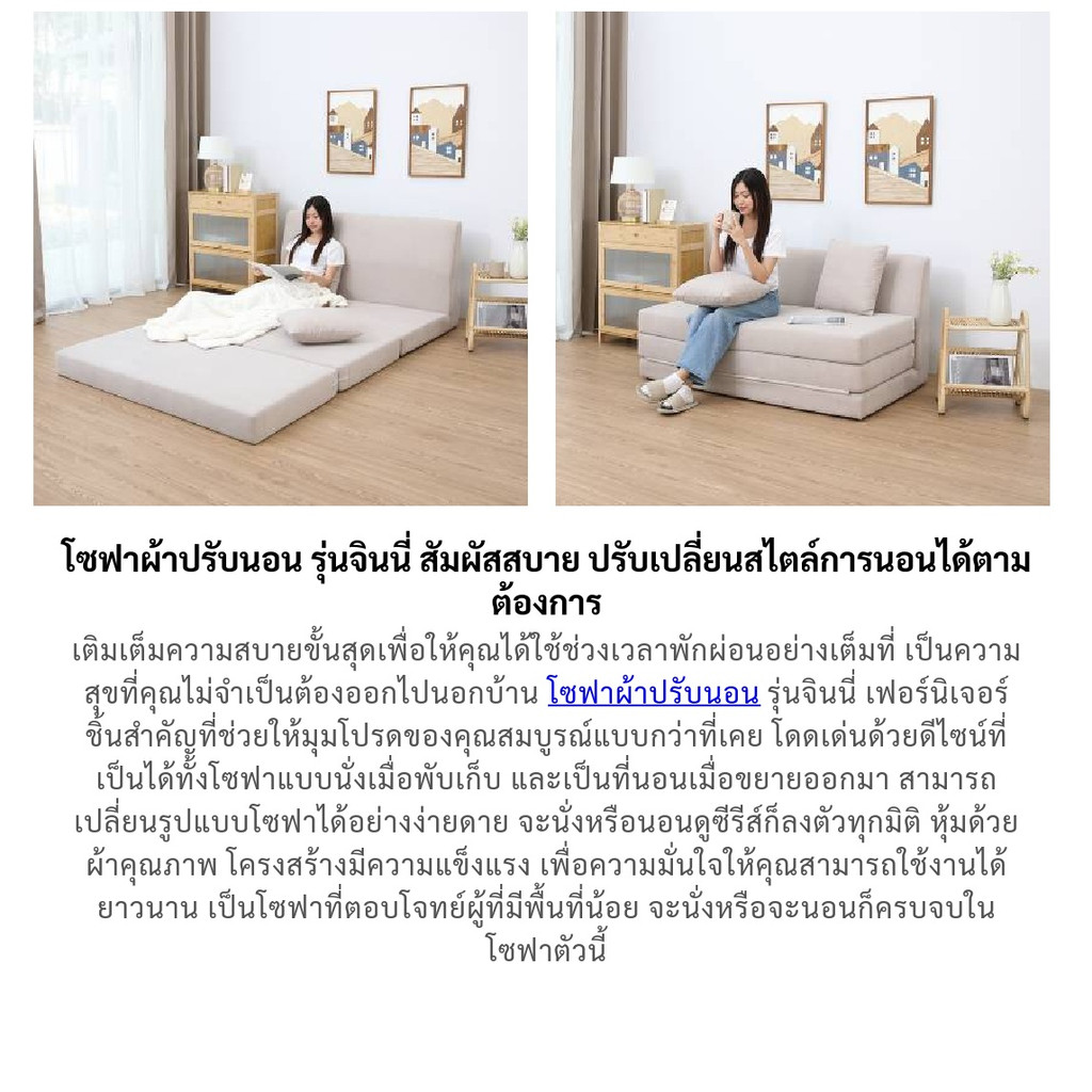 Furinbox โซฟาผ้าปรับนอน รุ่น GINNY - มี 2 สีให้เลือก | Shopee Thailand