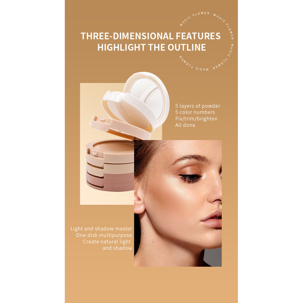 Music Flower Oil Control Face Powder 5 In 1 Nature Moisturizer Face ...