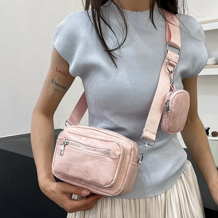 Rootote(R2215) กระเป๋าสะพายข้างใบเล็ก+มีกระเป๋าใบล็กแถม หนังพียู | Shopee Thailand