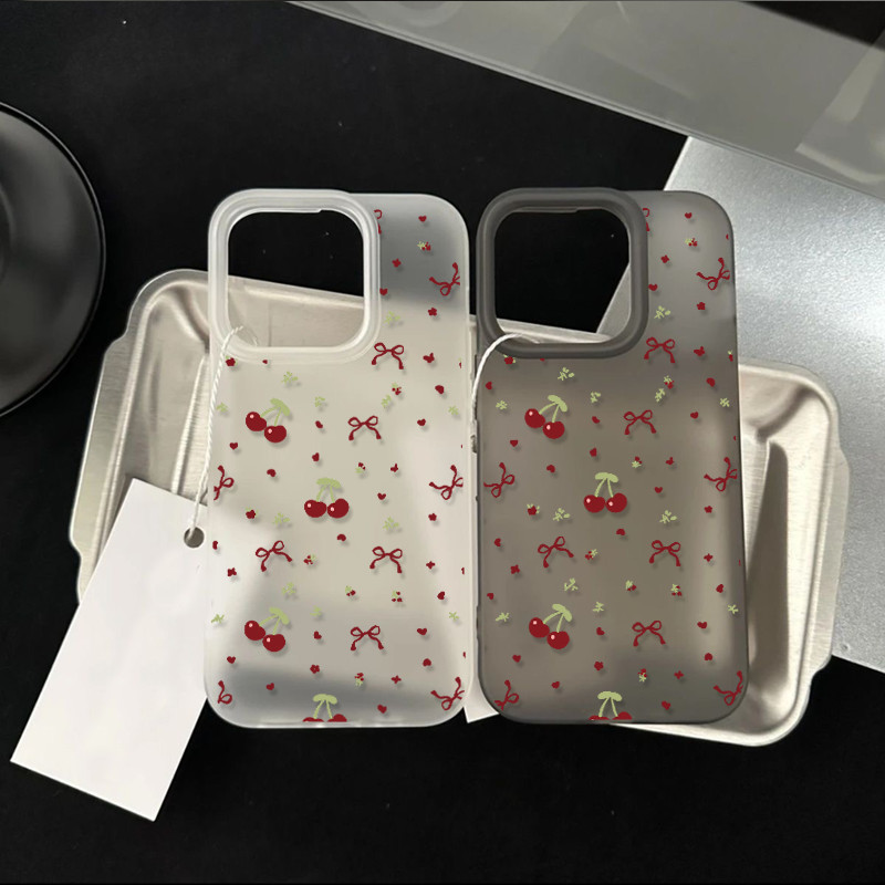 Poppa เคสโทรศัพท์การ์ตูน Matte น้ำแข็ง Graffiti เชอร์รี่ ฝาครอบโทรศัพท์ ...