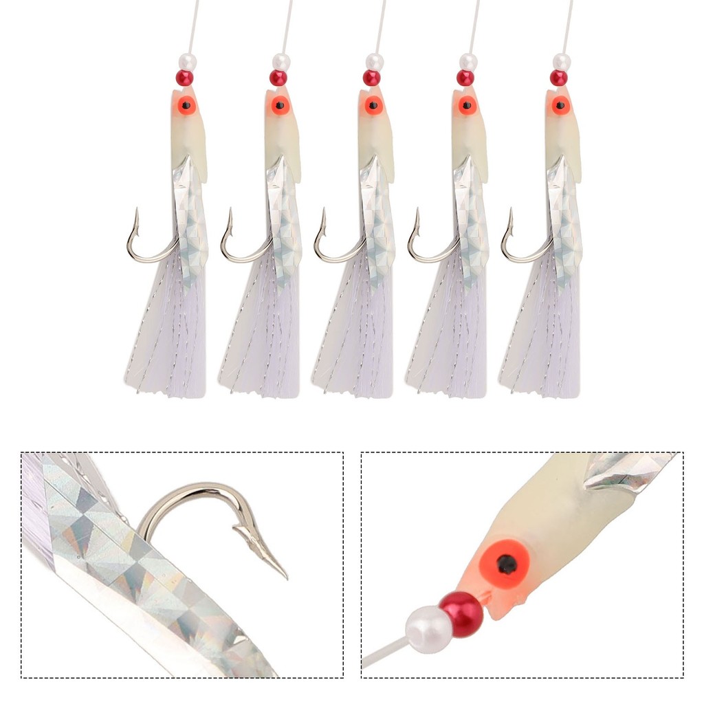 Lala_คุณภาพสูง 5 ชิ้น/แพ็ค Sabiki เหยื่อตกปลานุ่ม Rigs เหยื่อ Jigs lure ...