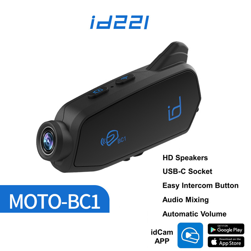 Id221 MOTO BC1 หมวกกันน็อคมอเตอร์ไซค์ กล้องบลูทูธ สื่อสาร | Shopee Thailand