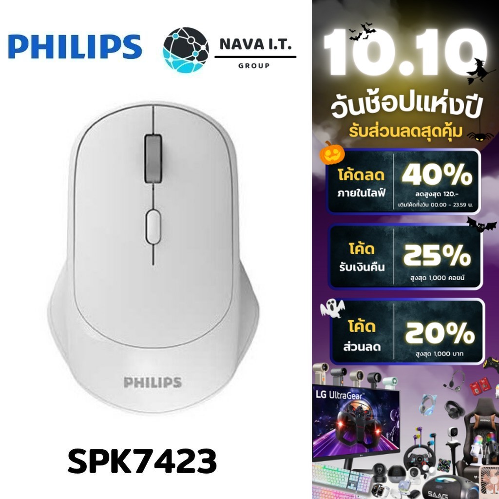 สินค้าไม่มีกล่อง ไม่มีถ่าน (1051) PHILIPS M423 SPK7423 WHITE WIRELESS ...