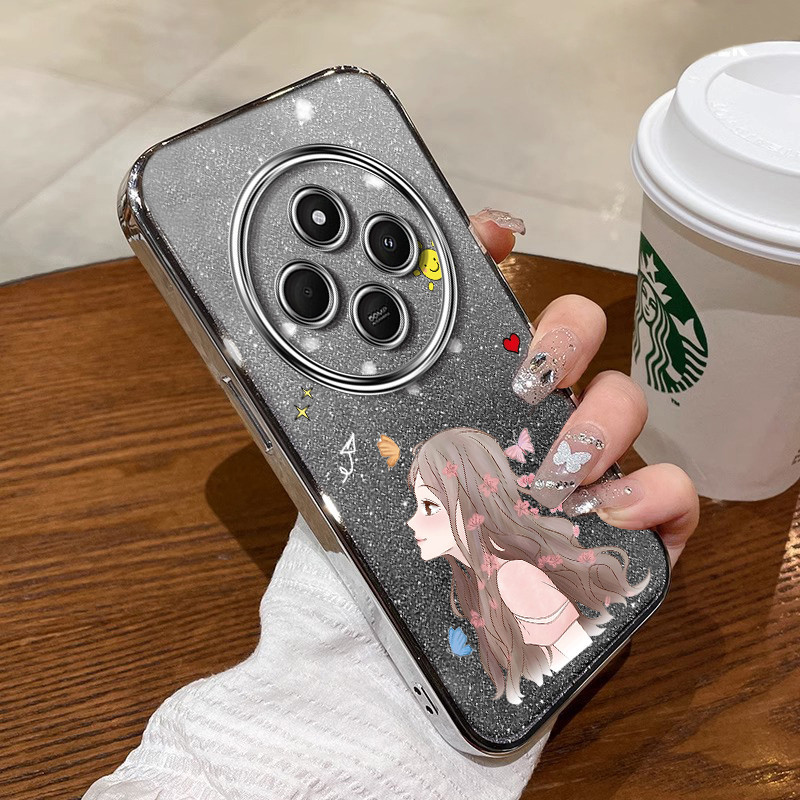 Casing Redmi 14C Phone CASE สาวสวย Silicone TPU Sparkling Plating Soft ...