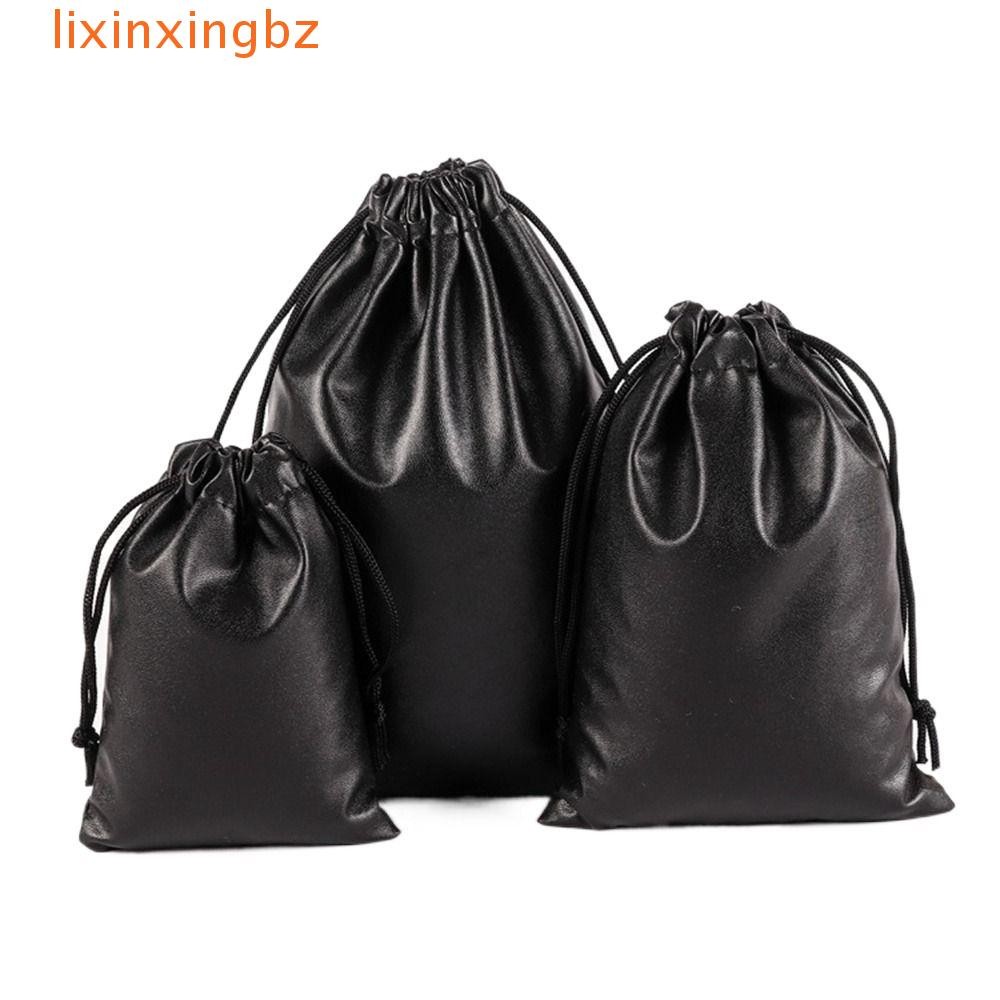 LIXINXINGBZ หูฟังกระเป๋า, PU หนังฝุ่นชุดหูฟัง, Travel Black Draw String ...