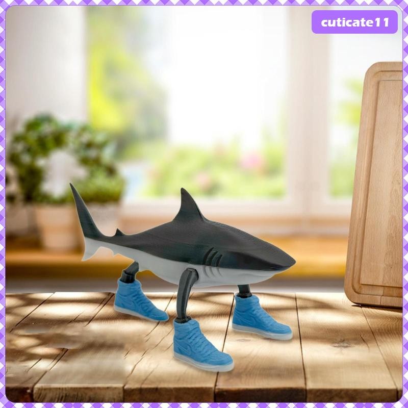 [Cuticate1] Shark Desk Decor ตุ๊กตาสะสมตลกสําหรับชั้นวางเคาน์เตอร์ห้อง ...