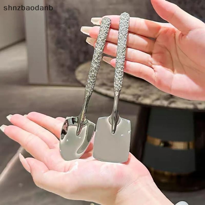 [shnzbaodanb] ช้อนกลมสแตนเลสสุทธิสีแดง Golden Dinner ด้ามยาวกวนช้อนขนมหวานสําหรับอุปกรณ์ครัว ...