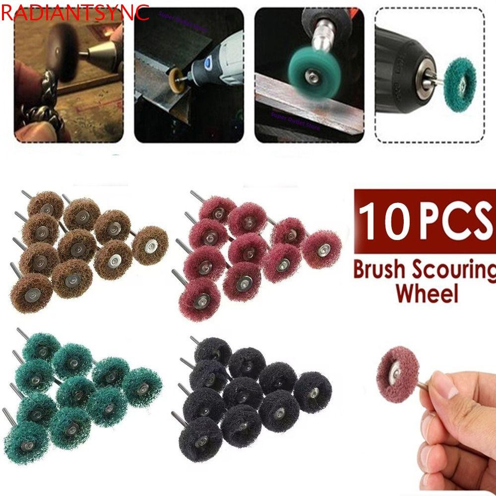 RADIANTSYNC 10 ชิ้นล้อขัด,ไนลอนสนิม Remover เจาะแปรงขัด,สวมใส่ Buffing 2.35 มม.Shank ไฟเบอร์หัว ...