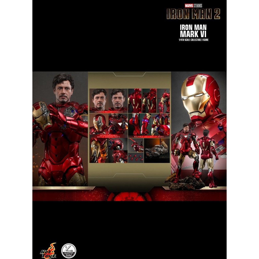 พร้อมสต็อก HotToys HT Iron Man MK6 1/4 Action Figure QS025 MARK6 Mark 6 ...