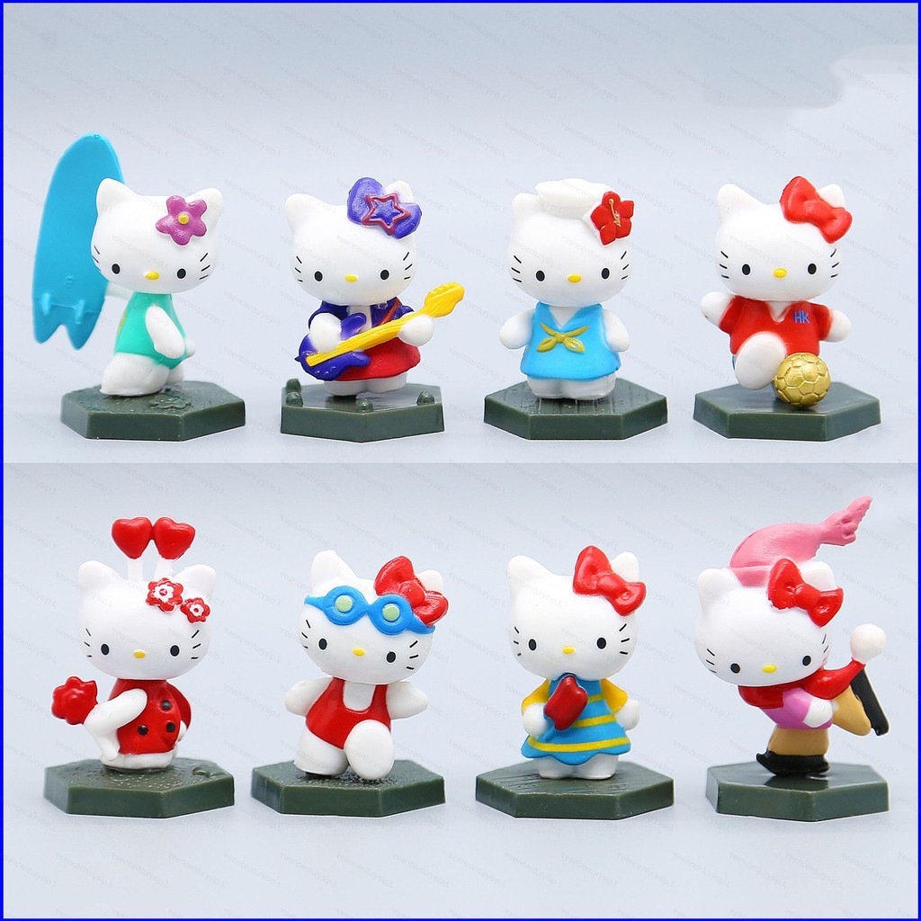GP1 8pcs Sanrio Hello Kitty Action Figure การ์ตูนตุ๊กตาทรัมเป็ตตุ๊กตา ...