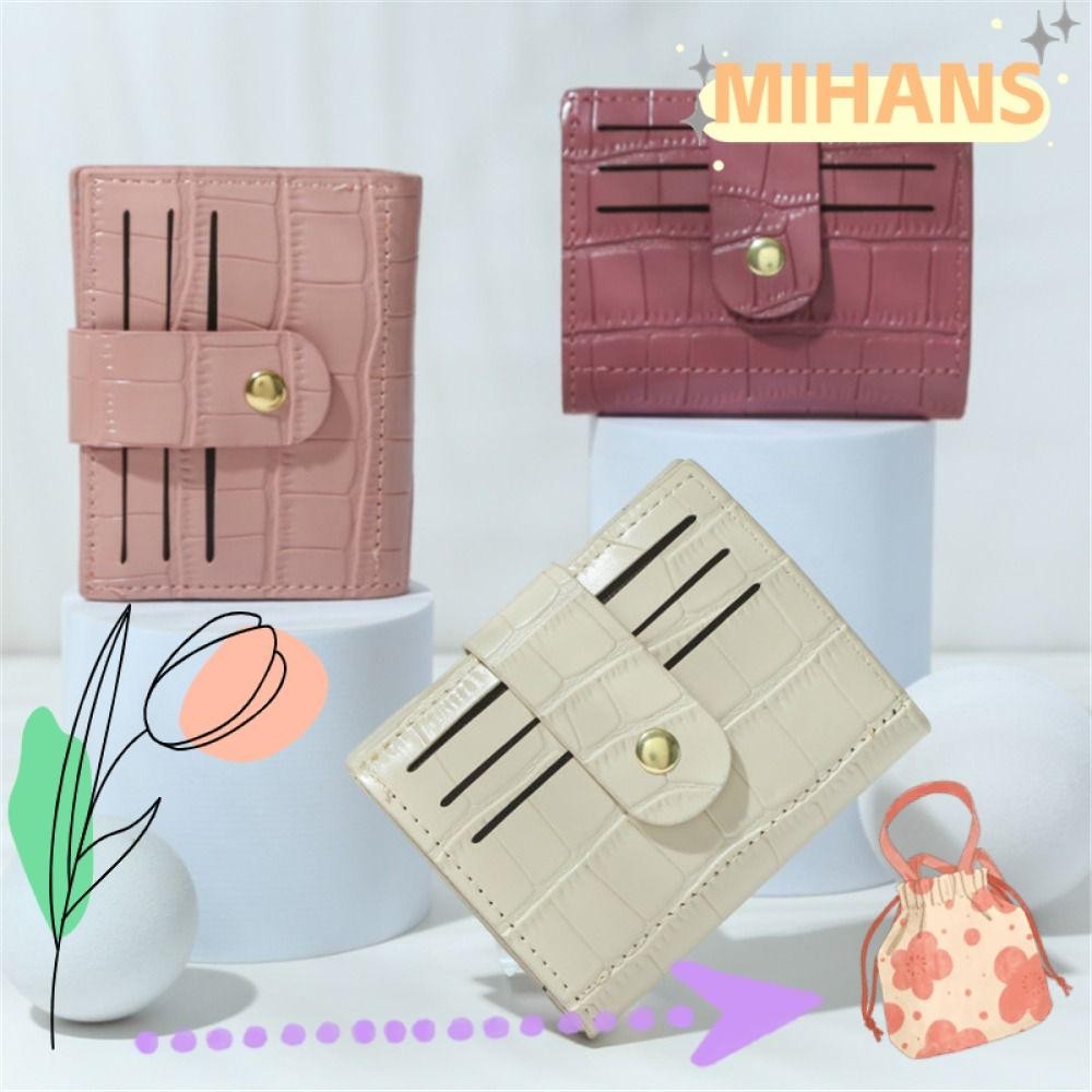 Mih กระเป๋าสตางค์ใบสั้นหญิงหนัง PU รูปแบบจระเข้ Hasp Card Holder | Shopee Thailand