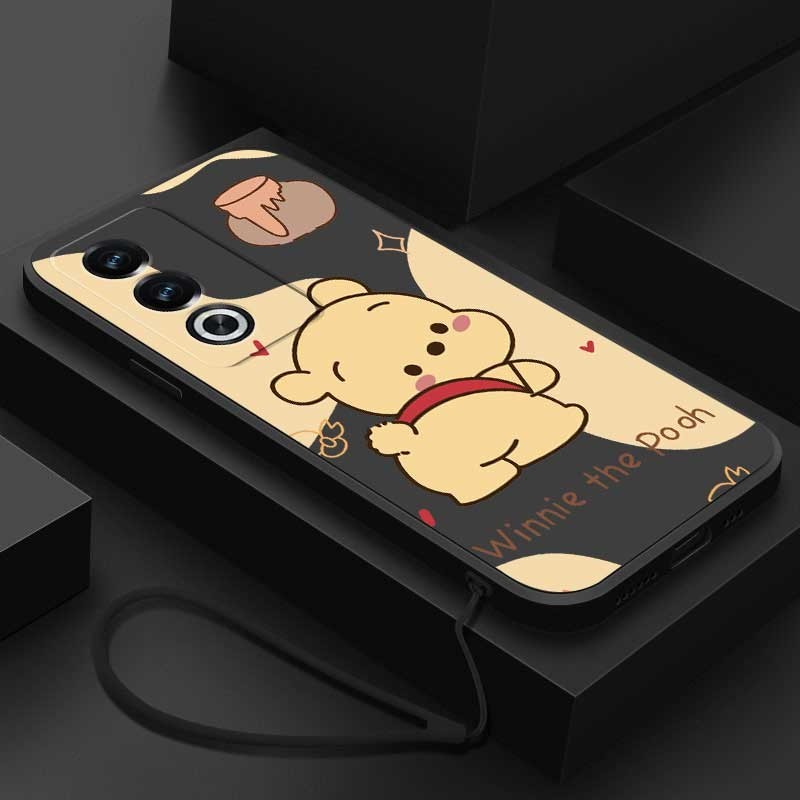 Oppo A3 Pro A3pro การ์ตูน Winnie Bear Cover Casing Straight Edge Liquid ...