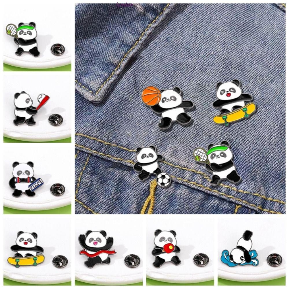 Lyndon Panda นักกีฬาเคลือบ Pins, Craft Trinket Panda สเก็ตบอร์ดเข็มกลัด ...