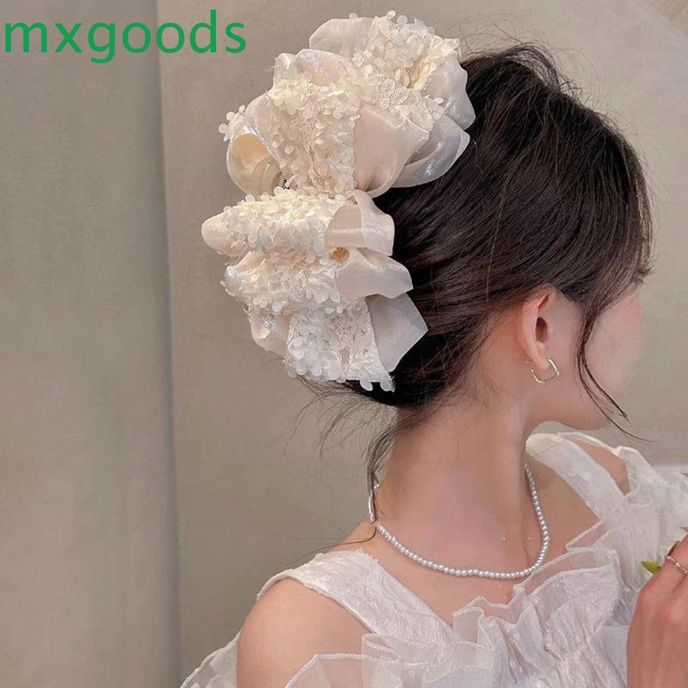 Mxgoods โบว์กรงเล็บผม, คลิปฉลามฟองโบว์, เครื่องประดับผมตาข่ายลูกไม้กิ๊บติดผมอะคริลิคของขวัญ ...