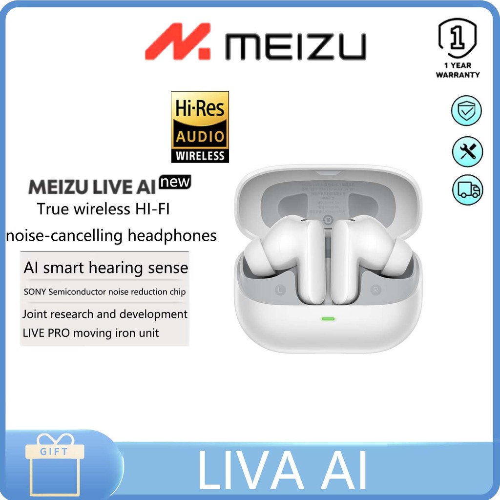 Meizu LIVE AI ชุดหูฟังตัดเสียงรบกวน Hi-Fi ไร้สาย True Bluetooth 5.4 45dB อัจฉริยะแบบไดนามิก ...