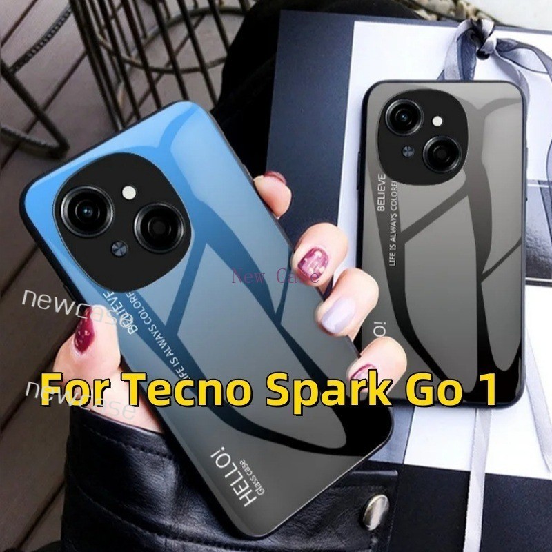 หรูหราปลอกแก้วใสสําหรับ Tecno Spark Go 1 4G 2024 SparkGo1 Go1 Gradient ...