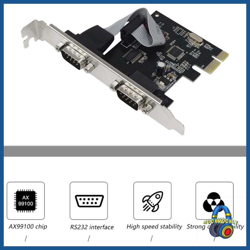 MOON ความเร็วที่รวดเร็ว PCIe ถึง 2 พอร์ต RS232 Serial Card 9 Pin ...