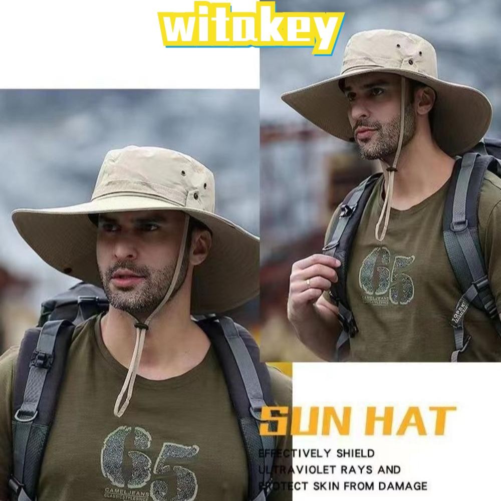 WITAKEY หมวกตกปลา ปีกขนาดใหญ่ 12 ซม., ต้านแสงแดดและ UV, พัดลมได้ และปรับได้ เหมาะสำหรับกิจกรรม ...