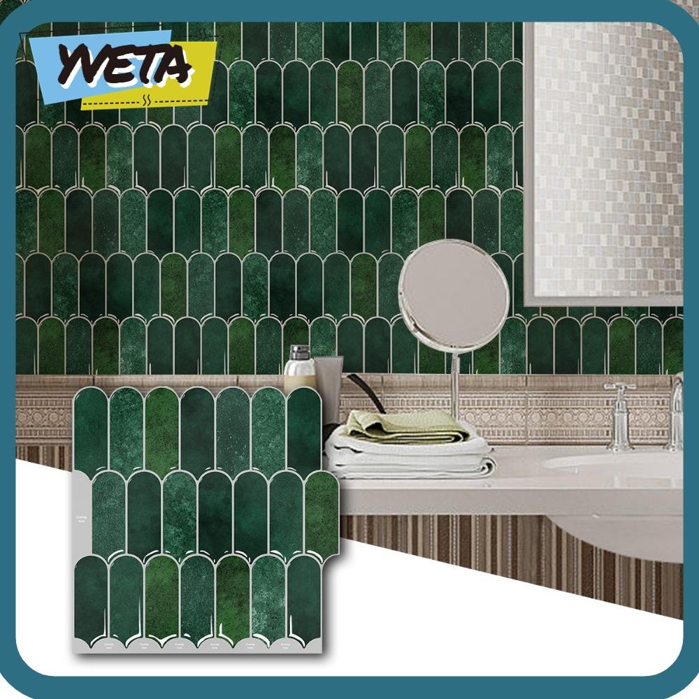 YVETA สติ๊กเกอร์ติดผนัง,กระเบื้องผนัง PVC กันน้ํา,แบบพกพา Self-กาวเกล็ดปลาแม่พิมพ์ทนห้องครัว ...