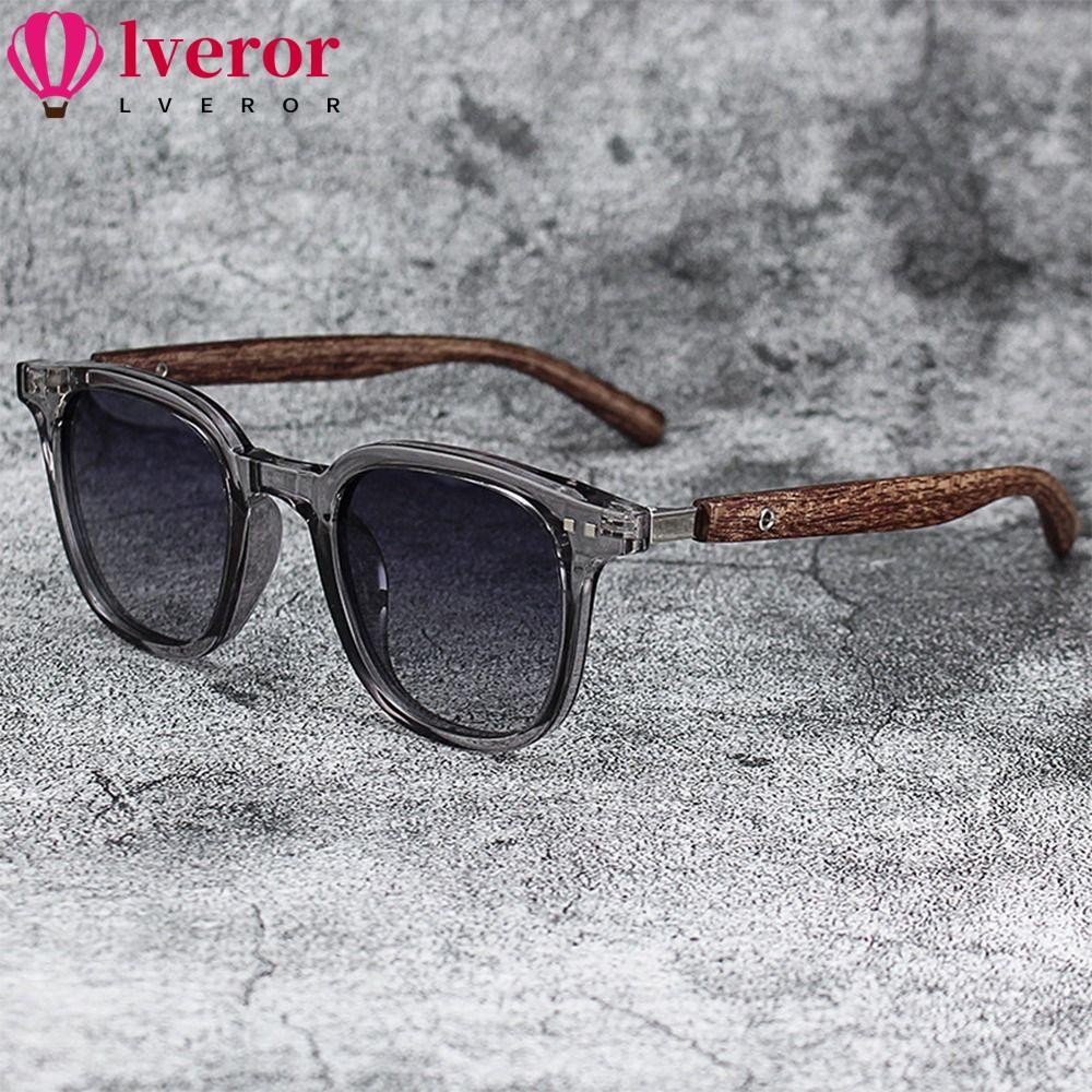 LVEROR กรอบแว่นทรงสี่เหลี่ยมลายไม้ ป้องกัน UV เหมาะสำหรับปั่นจักรยานและใส่ในชีวิตประจำวัน สำหรับ ...